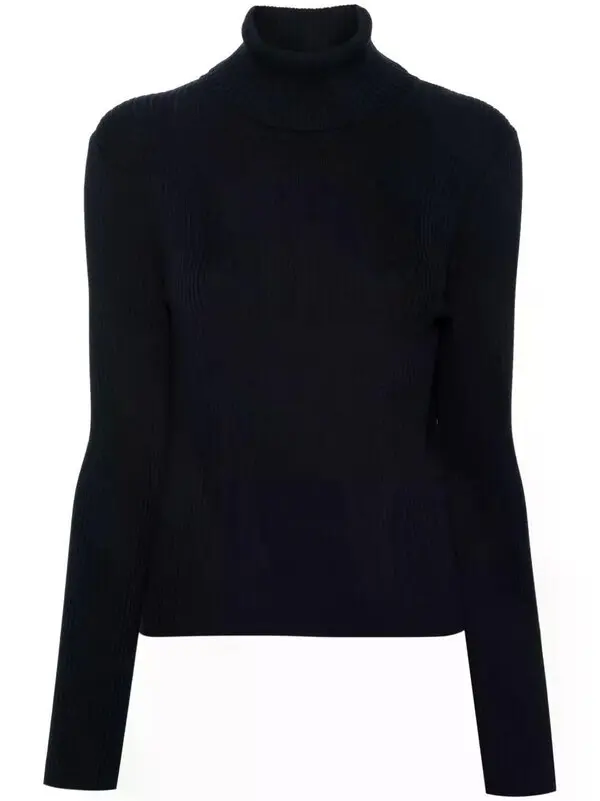 P.a.r.o.s.h Ribbed Knit Cut-out Roll Neck Cropped Sweater