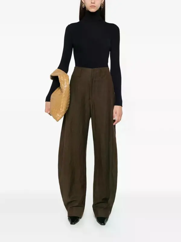 P.a.r.o.s.h Ribbed Knit Cut-out Roll Neck Cropped Sweater
