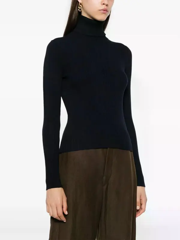 P.a.r.o.s.h Ribbed Knit Cut-out Roll Neck Cropped Sweater
