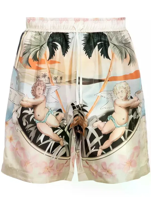 Amiri Silk Satin Shorts - Neutrals