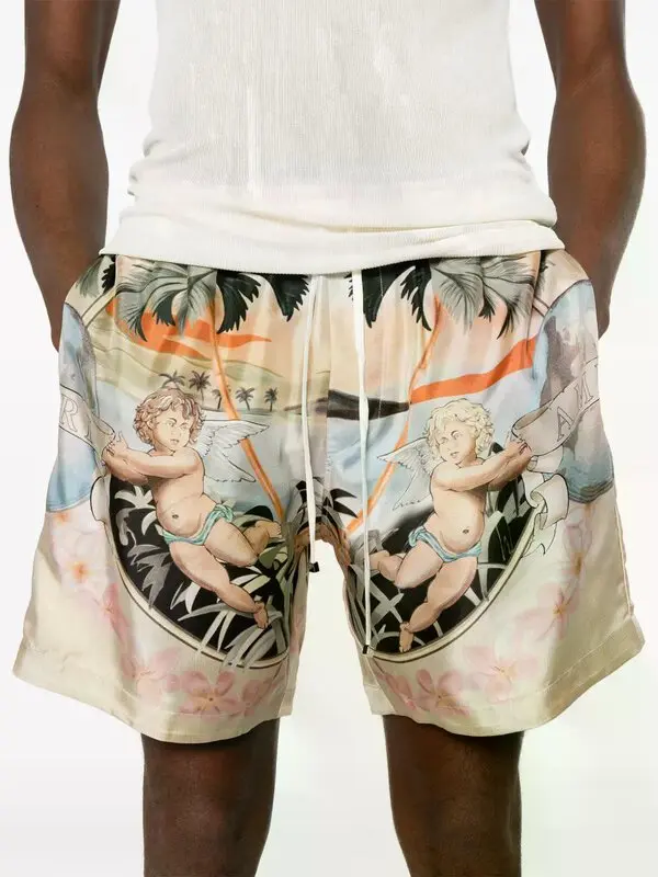 Amiri Silk Satin Shorts - Neutrals