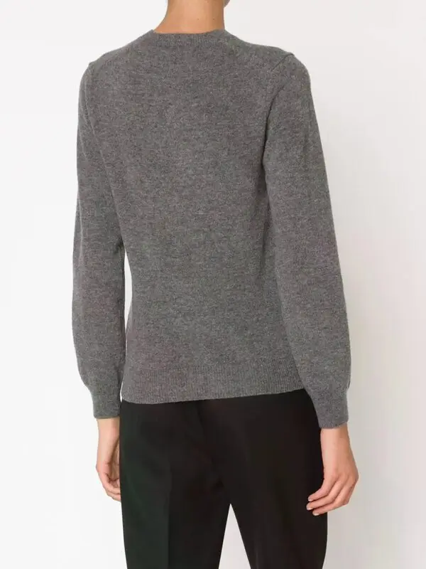 Play Comme Des Garcon Embroidered Heart V-neck Sweater - Grey