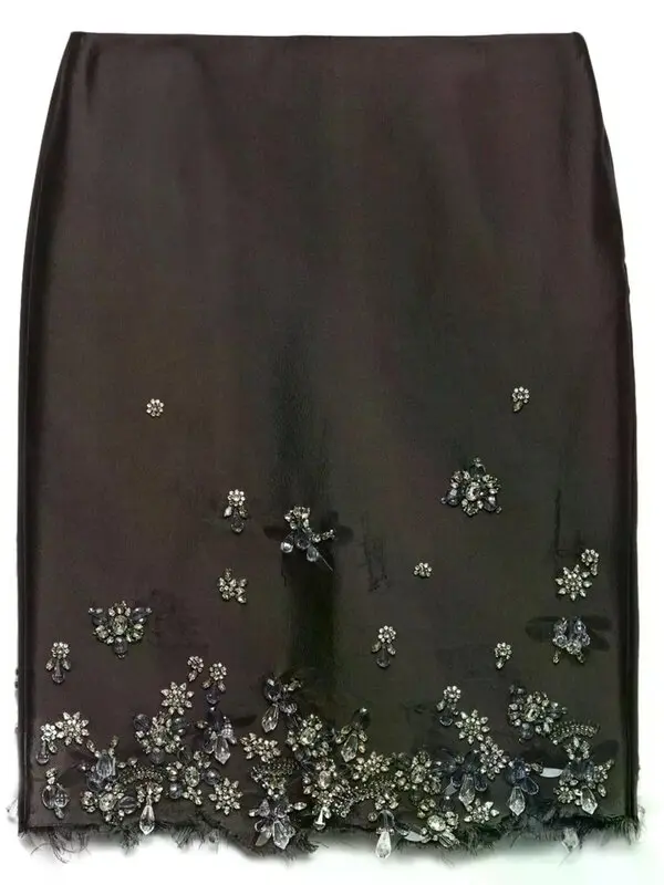 Prada Embroidered Midi Skirt - Grey
