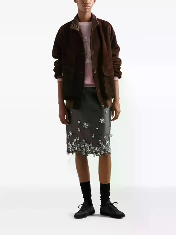 Prada Embroidered Midi Skirt