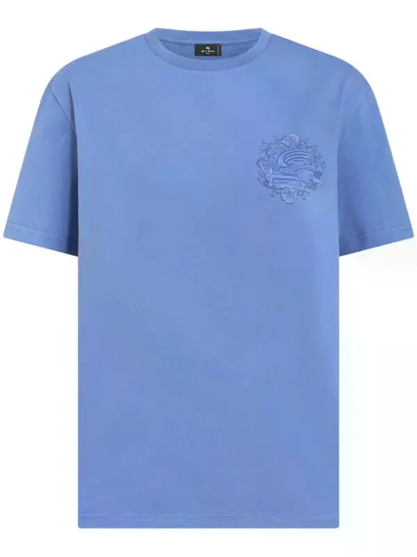 Etro Pegaso-embroidered Cotton T-shirt - Blue