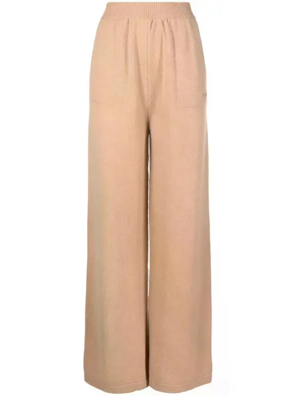 MSGM Embroidered-logo Wool-cashmere Blend Knit Trousers