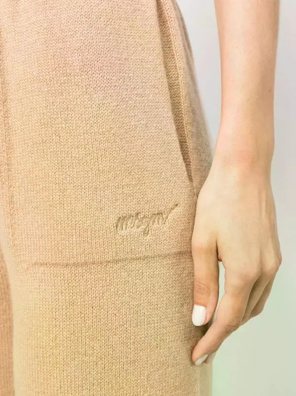 MSGM Embroidered-logo Wool-cashmere Blend Knit Trousers