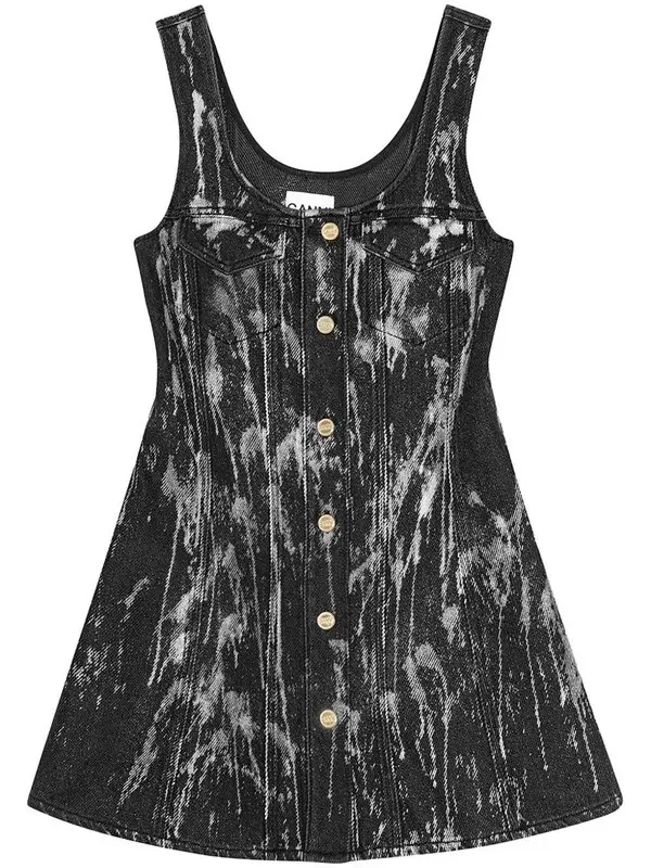 GANNI Brushed-finish Mini Dress - Black
