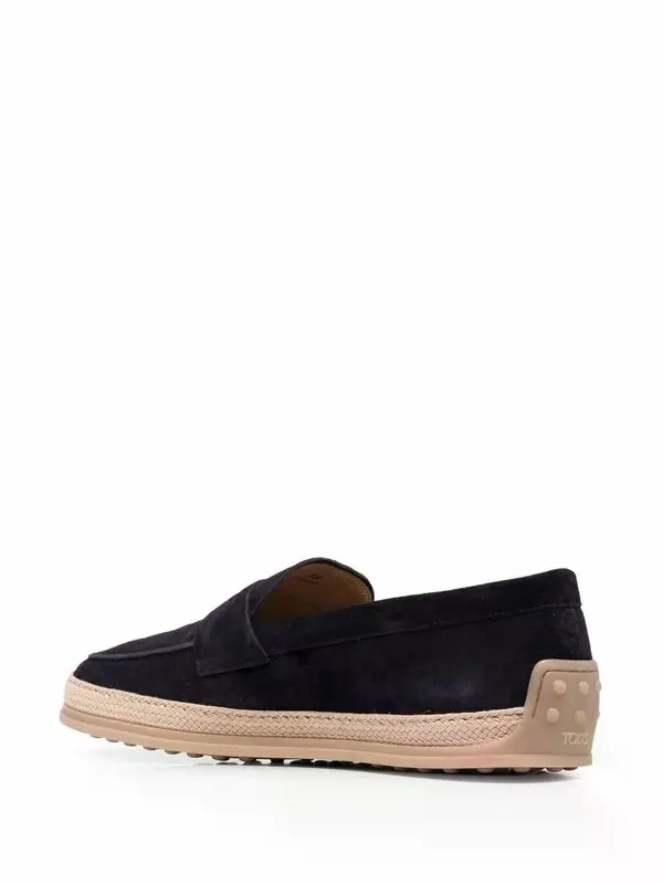 TOD'S Woven-trim Penny Loafers - Blue
