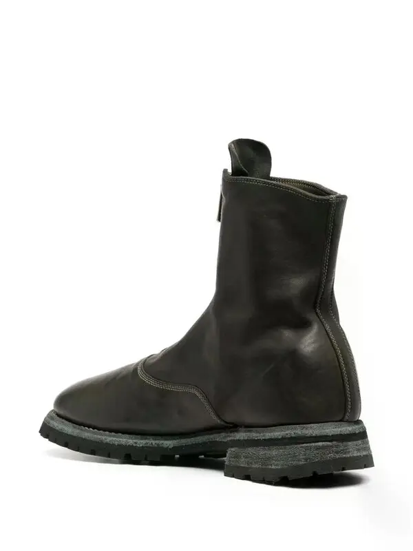 Guidi Zip-up Leather Ankle Boots - Green