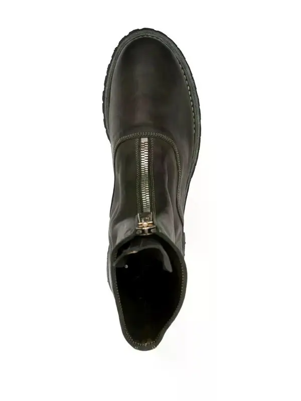 Guidi Zip-up Leather Ankle Boots - Green