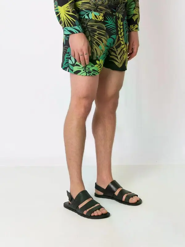 AMIR SLAMA Leaf Print High-waisted Shorts