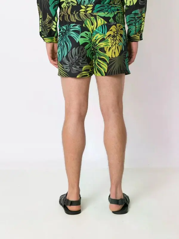 AMIR SLAMA Leaf Print High-waisted Shorts