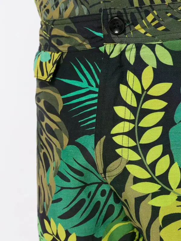 AMIR SLAMA Leaf Print High-waisted Shorts
