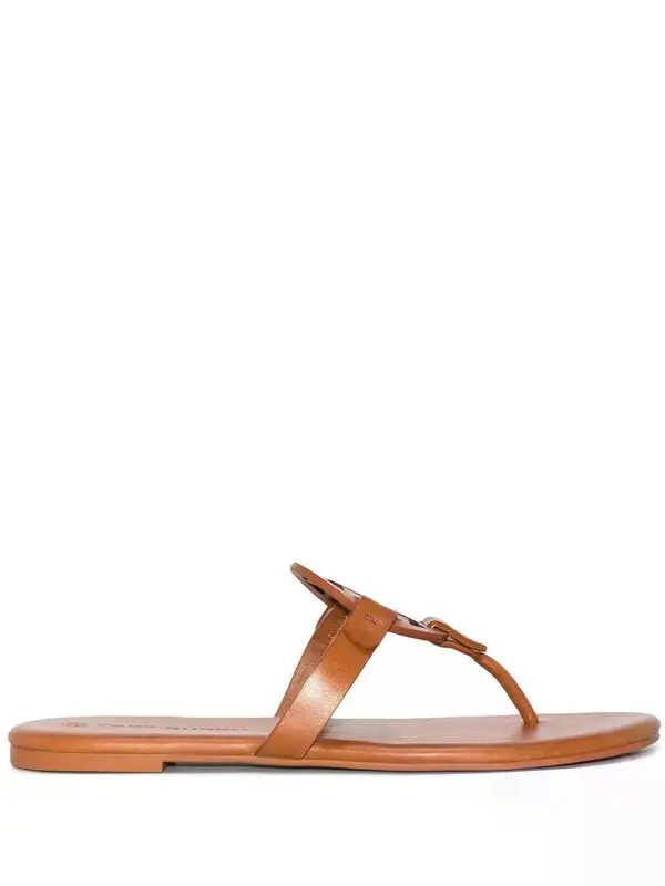 Tory Burch Miller Soft Logo Leather Sandals - Brown