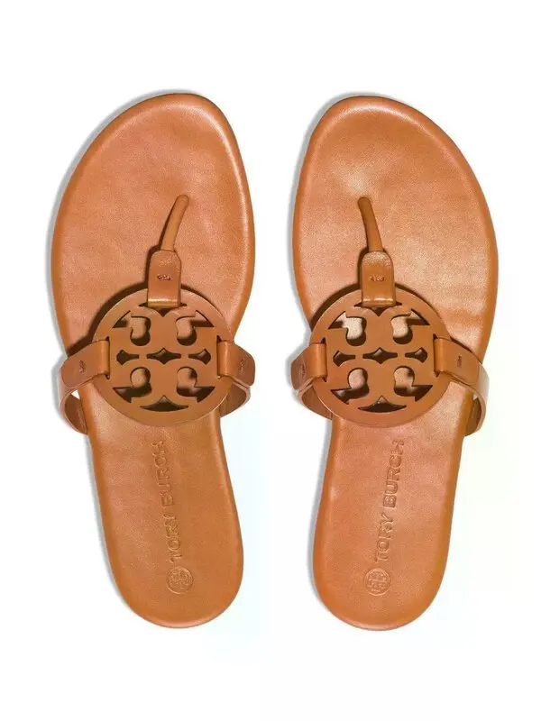 Tory Burch Miller Soft Logo Leather Sandals - Brown