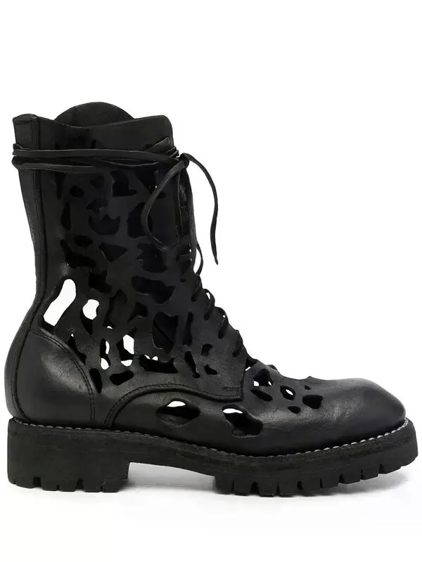 Guidi Cut-out Lace-up Leather Boots