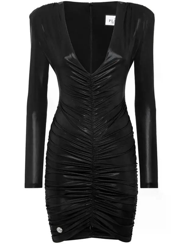 Philipp Plein Padded-shoulder Lamé Minidress