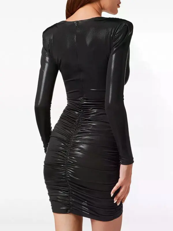 Philipp Plein Padded-shoulder Lamé Minidress