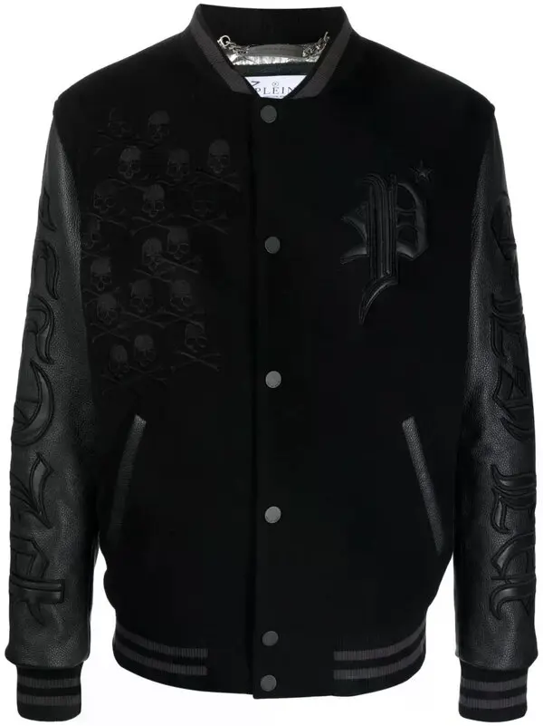 Philipp Plein Gothic Plein Logo-appliqué Varsity Jacket
