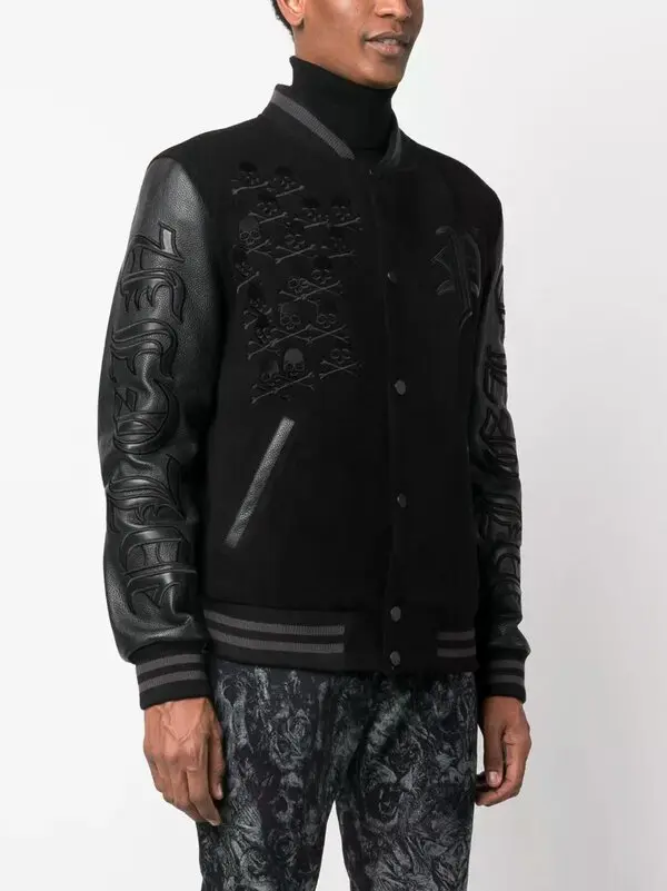 Philipp Plein Gothic Plein Logo-appliqué Varsity Jacket