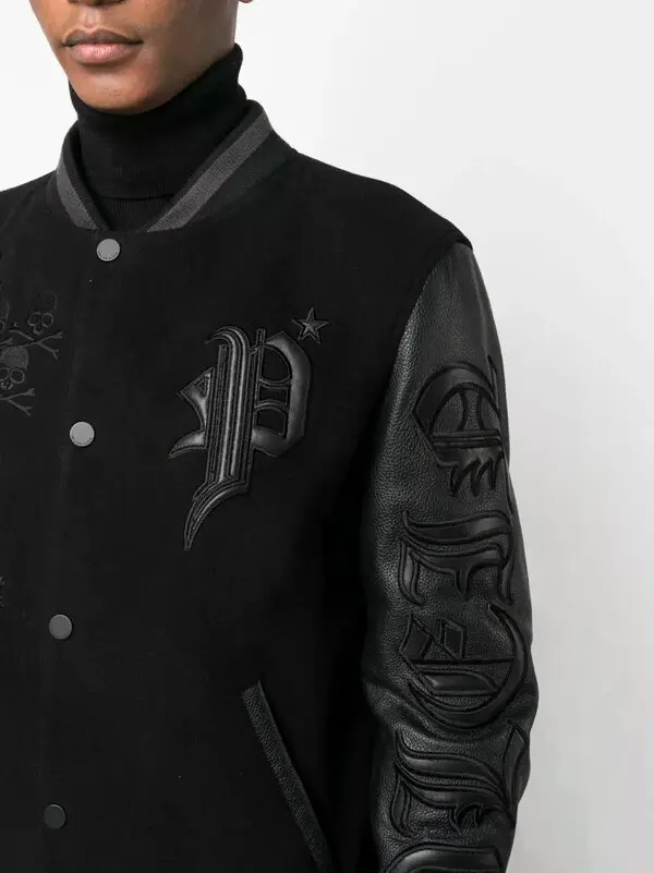 Philipp Plein Gothic Plein Logo-appliqué Varsity Jacket