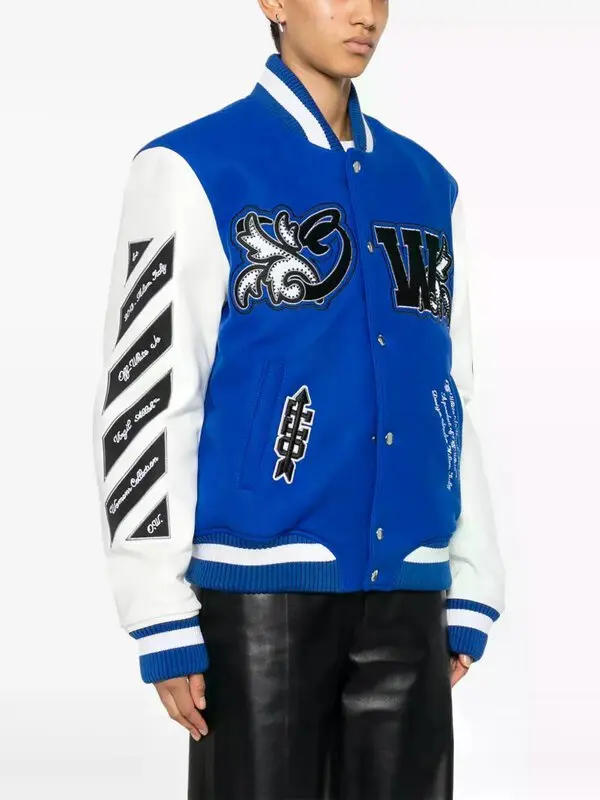 Off-White Royal Logo Appliqué Varsity Jacket