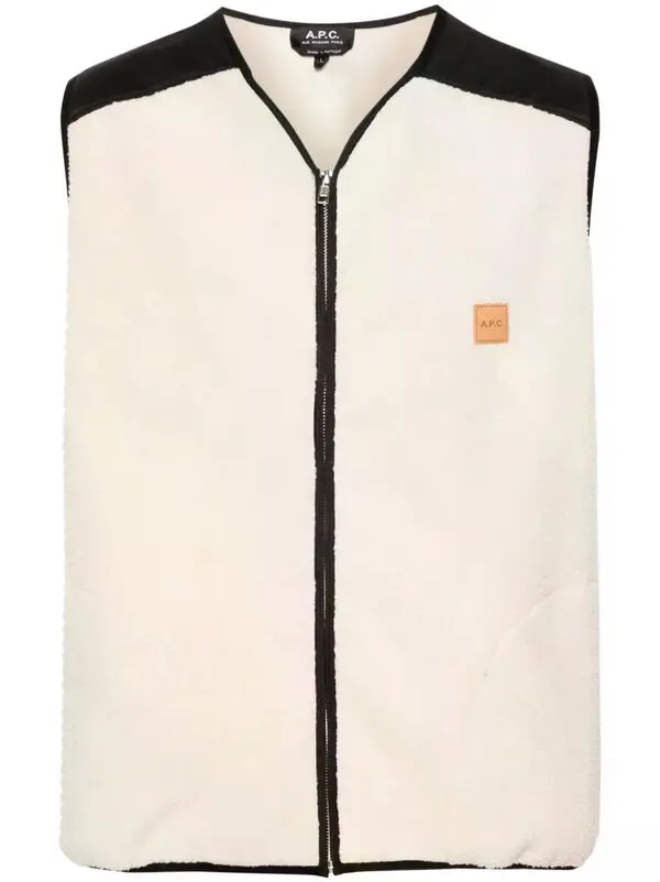 A.p.c. Nate Colour-block Fleece Gilet - Neutrals