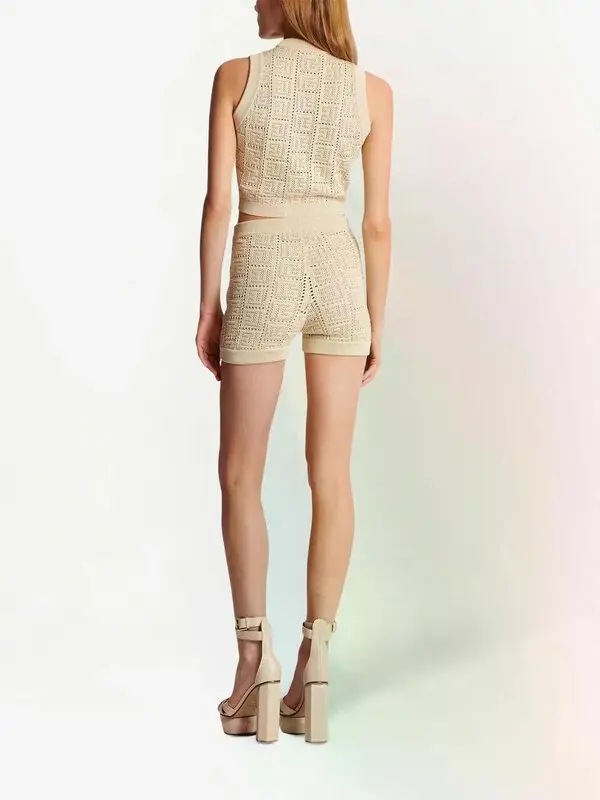 Balmain Monogram Mesh Knitted Shorts - Neutrals