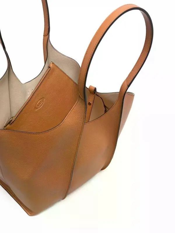 TOD'S T-logo Tote Bag - Brown