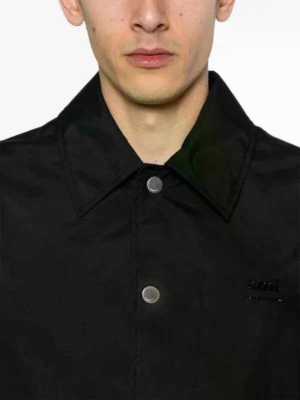 AMI Paris Logo-lettering Shirt Jacket - Black