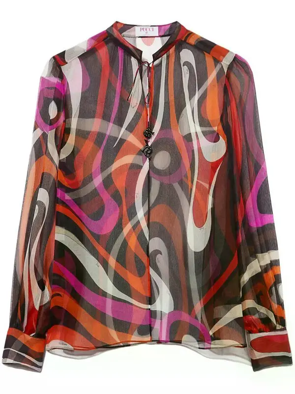 Emilio Pucci Wave-print Silk Blouse