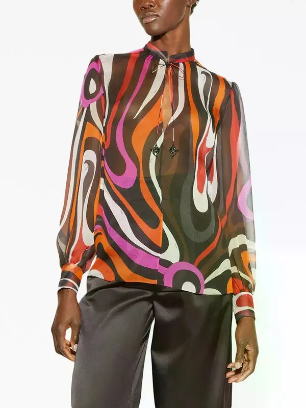 Emilio Pucci Wave-print Silk Blouse