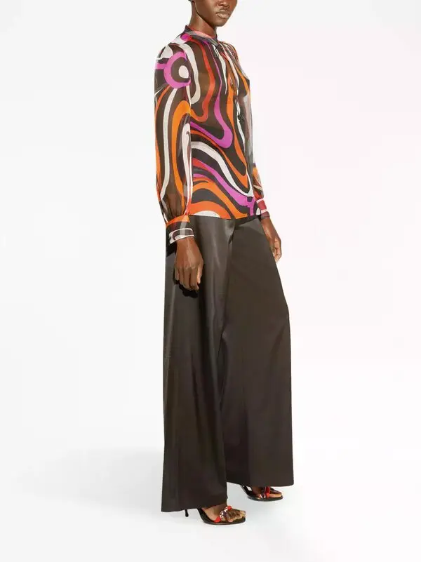 Emilio Pucci Wave-print Silk Blouse