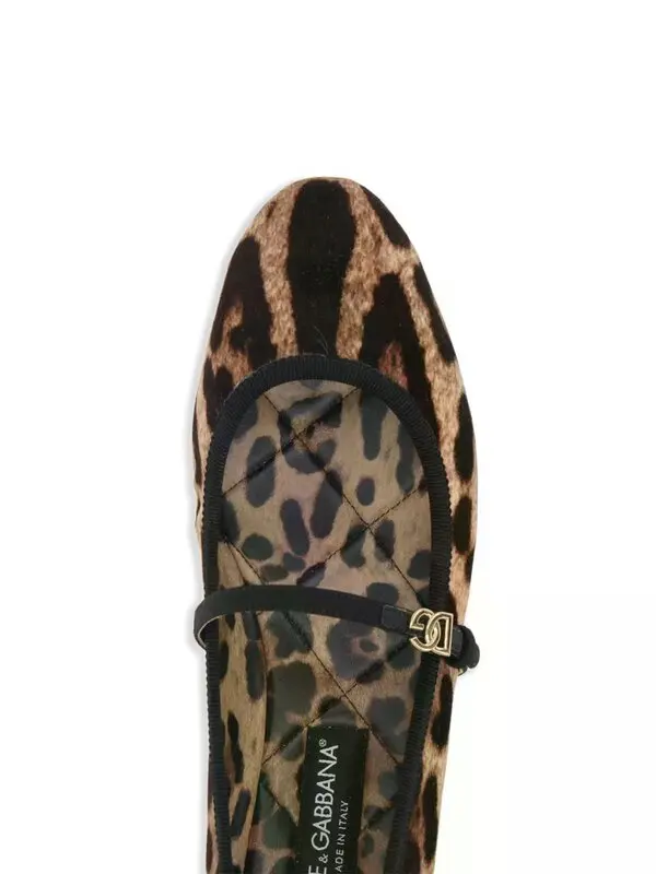 Dolce & Gabbana Logo-buckle Animal Print Ballet Flats - Brown