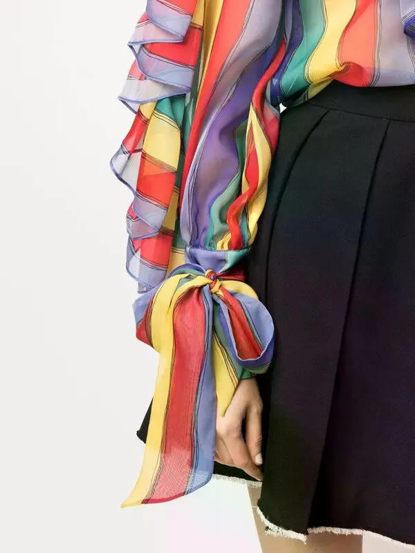 Rochas Striped Ruffle Blouse