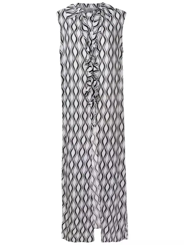 AMIR SLAMA Geometric-print Maxi Dress - Black