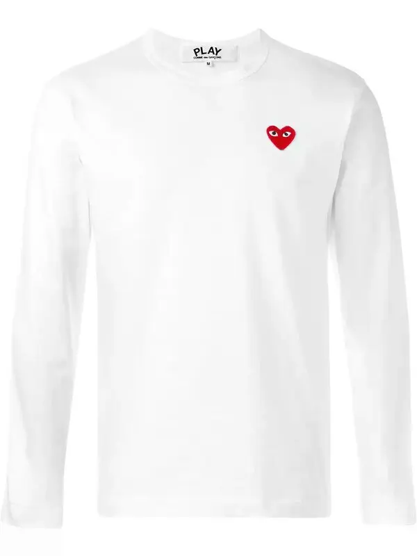 Play Comme Des Garcon Heart Patch Long-sleeved T-shirt - White