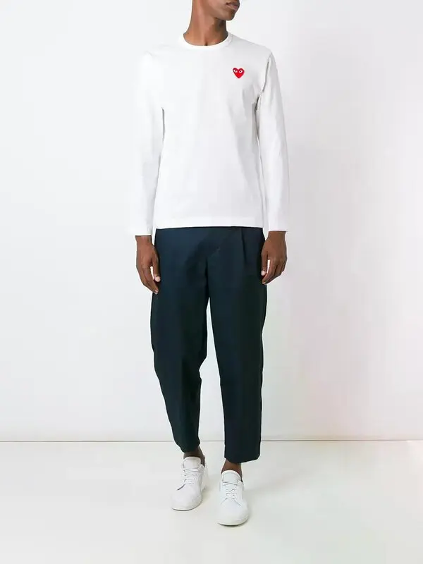 Play Comme Des Garcon Heart Patch Long-sleeved T-shirt - White