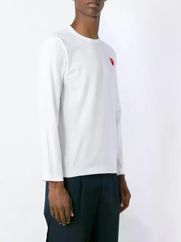 Play Comme Des Garcon Heart Patch Long-sleeved T-shirt - White