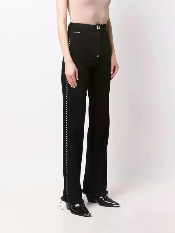 Philipp Plein Crystal-embellished Wide Leg Jeans