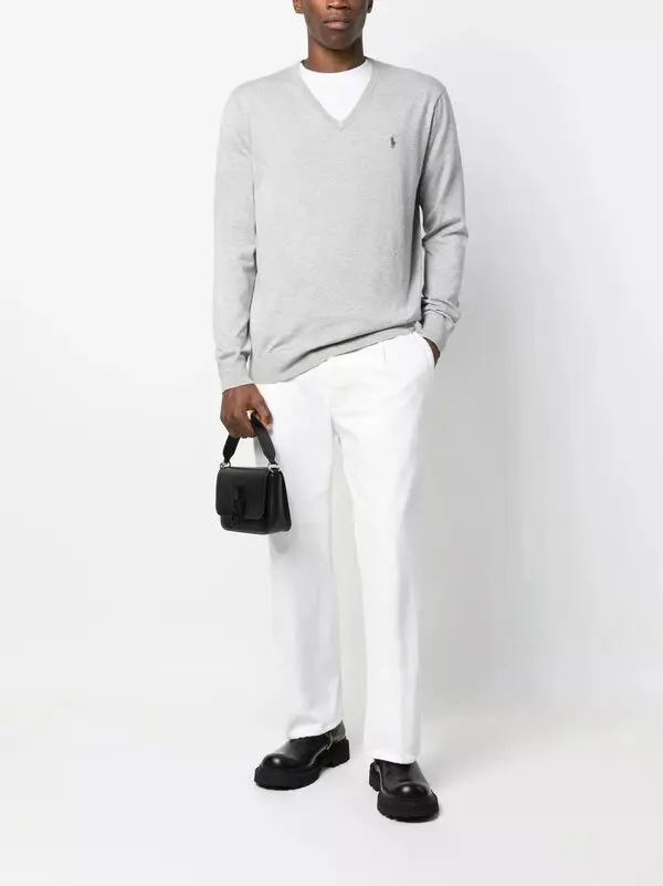 Polo Ralph Lauren Embroidered-pony Knit Jumper - Grey