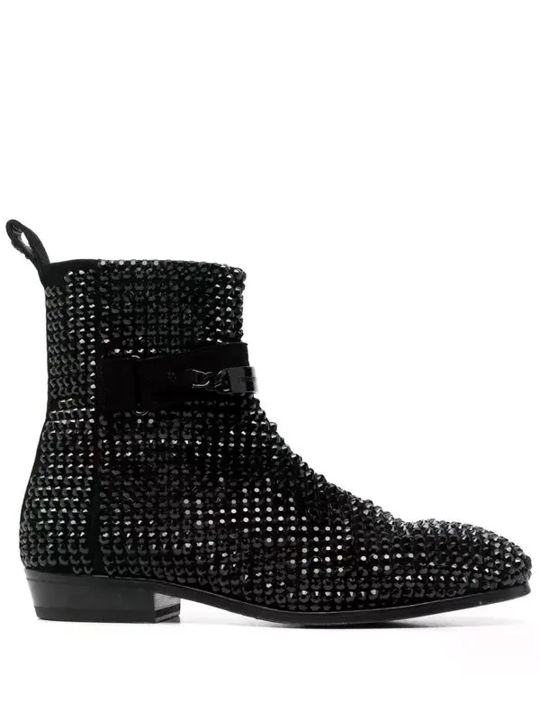 Philipp Plein Crystal-embellished Suede Boots