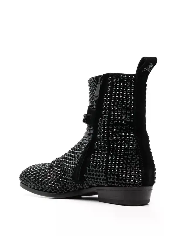 Philipp Plein Crystal-embellished Suede Boots