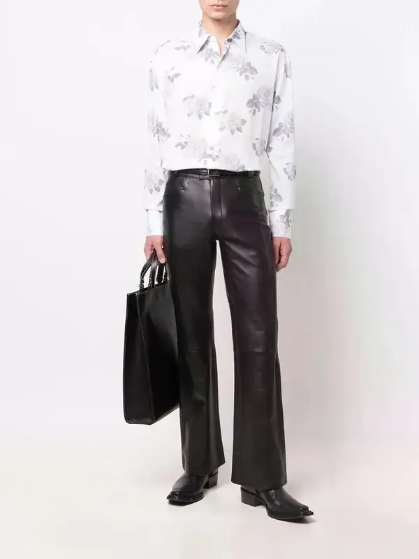 ERNEST W. BAKER Leather Flare-leg Trousers