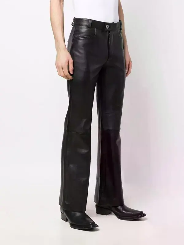 ERNEST W. BAKER Leather Flare-leg Trousers