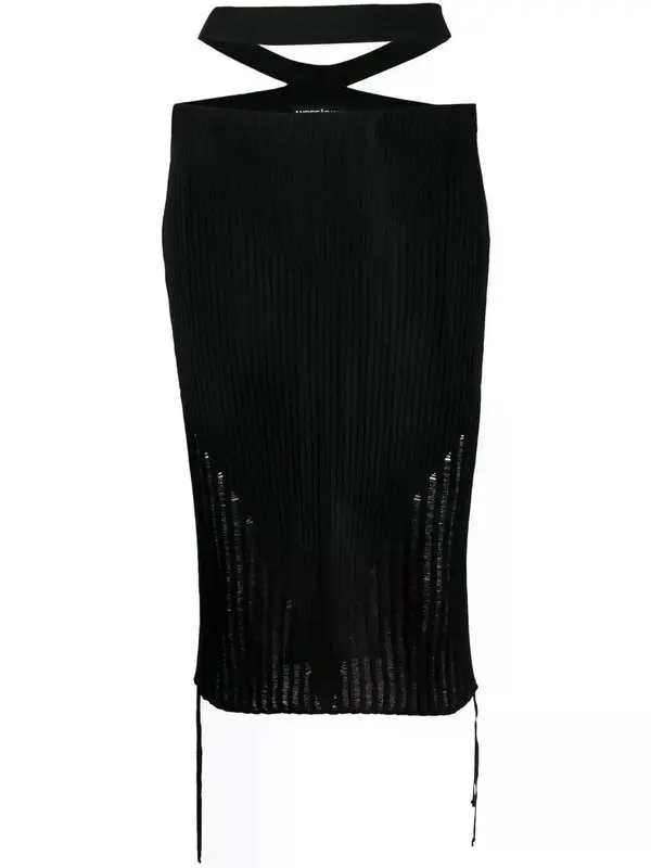 ANDREĀDAMO Ribbed-knit Pencil Skirt - Black
