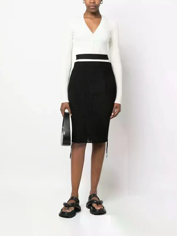 ANDREĀDAMO Ribbed-knit Pencil Skirt - Black