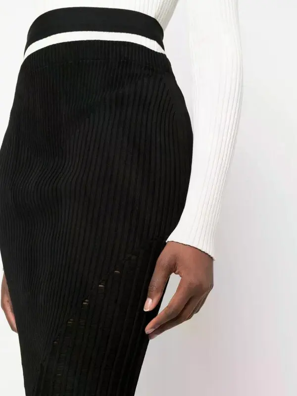 ANDREĀDAMO Ribbed-knit Pencil Skirt - Black