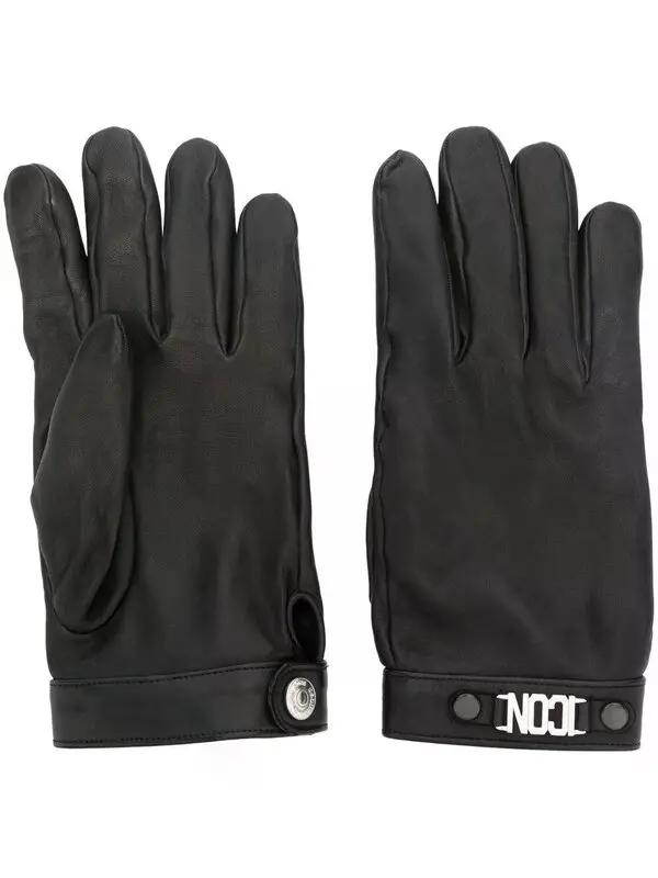 Dsquared2 Logo-plaque Leather Gloves - Black